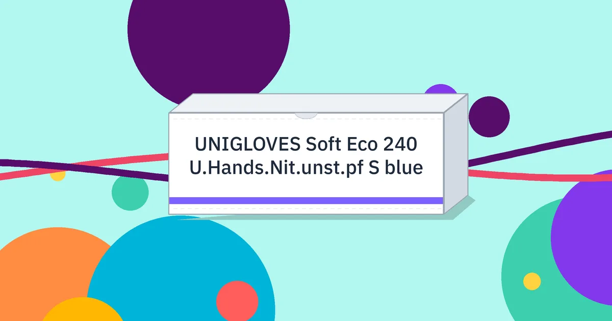 Symbolbild: Packung mit der Aufschrift UNIGLOVES Soft Eco 240 U.Hands.Nit.unst.pf S blue (PZN 18102155) – Verfügbarkeit und Bezug in Apotheken in Frankfurt am Main
