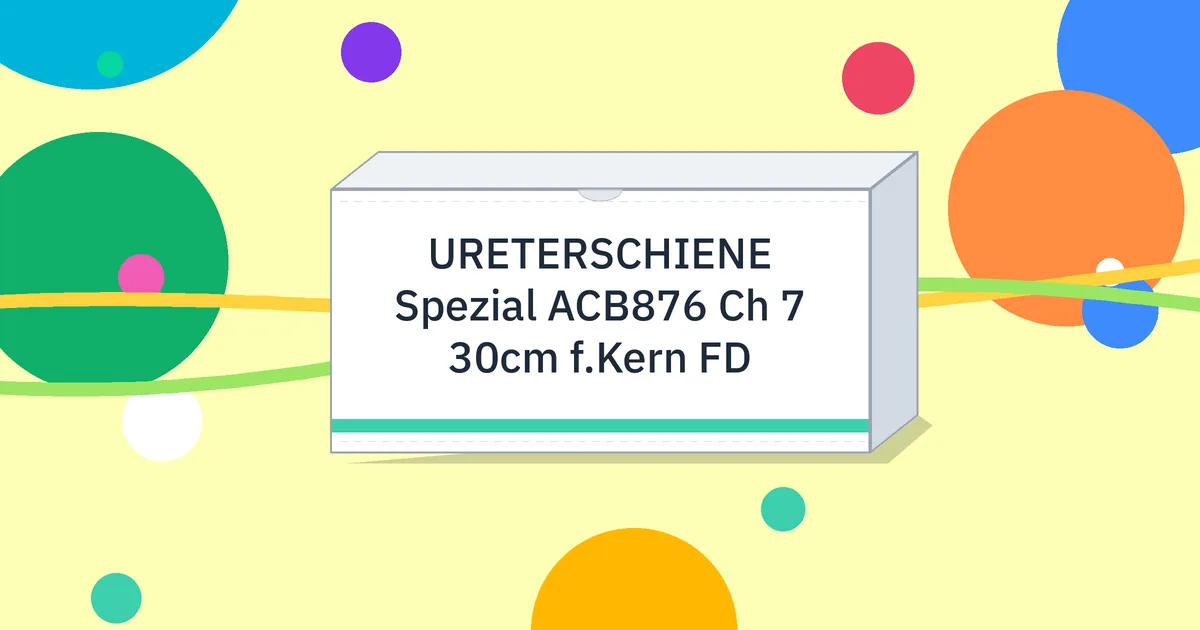 Symbolbild: Packung mit der Aufschrift URETERSCHIENE Spezial ACB876 Ch 7 30cm f.Kern FD (PZN 00510534) – Verfügbarkeit und Bezug in Apotheken in Frankfurt am Main