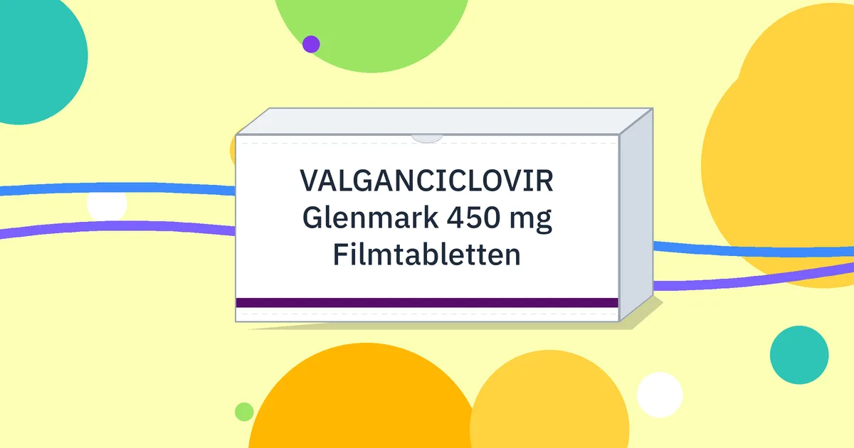 Symbolbild: Packung mit der Aufschrift VALGANCICLOVIR Glenmark 450 mg Filmtabletten (PZN 15250240) – Verfügbarkeit und Bezug in Apotheken in Frankfurt am Main