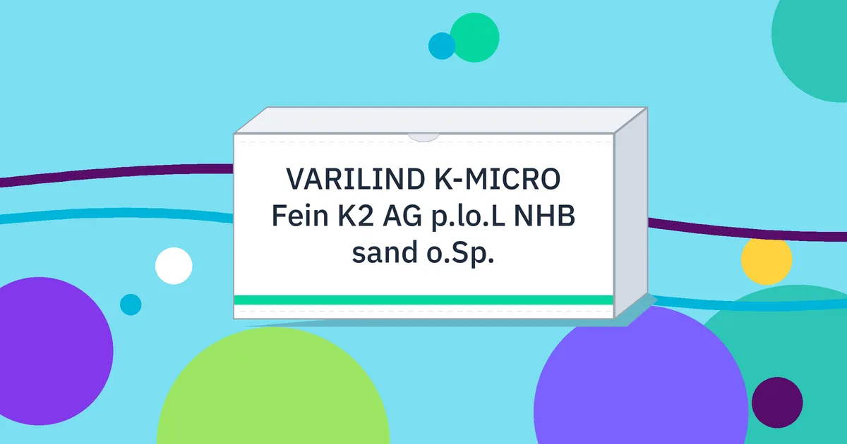 Symbolbild: Packung mit der Aufschrift VARILIND K-MICRO Fein K2 AG p.lo.L NHB sand o.Sp. (PZN 20556076) – Verfügbarkeit und Bezug in Apotheken in Frankfurt am Main