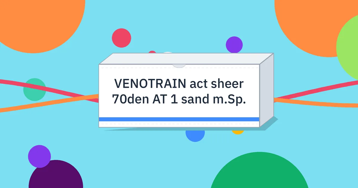 Symbolbild: Packung mit der Aufschrift VENOTRAIN act sheer 70den AT 1 sand m.Sp. (PZN 16206956) – Verfügbarkeit und Bezug in Apotheken in Frankfurt am Main