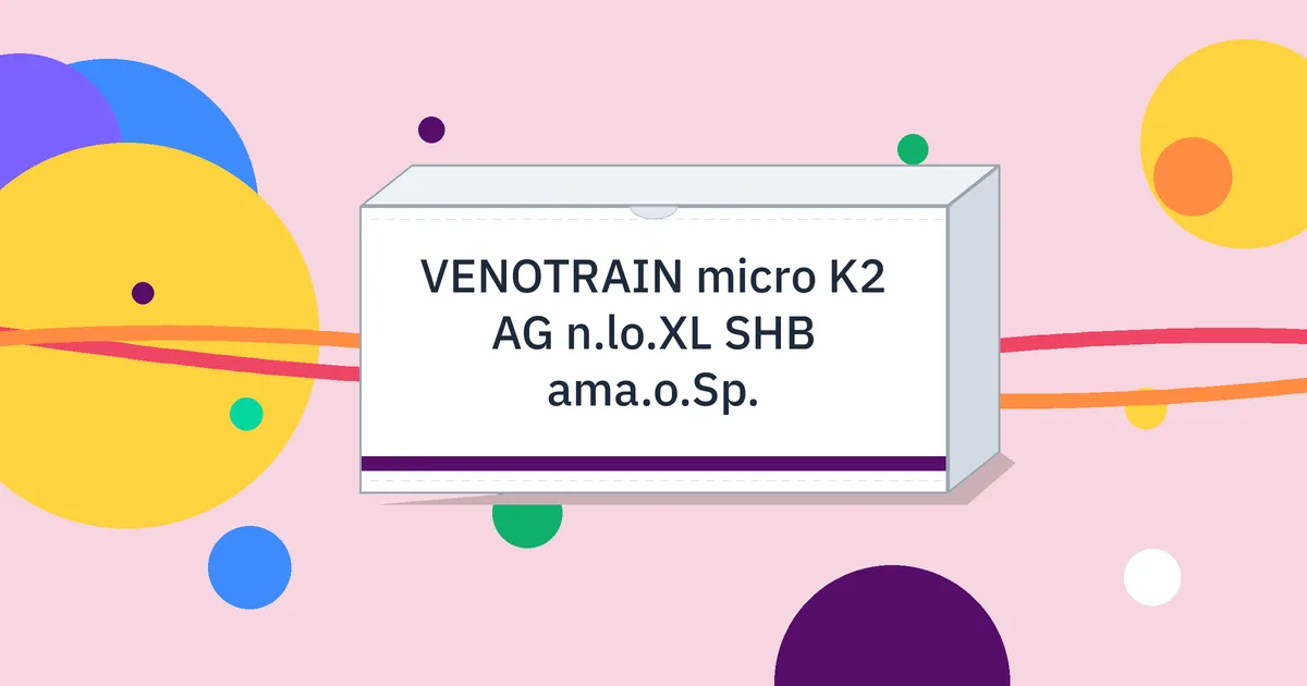Symbolbild: Packung mit der Aufschrift VENOTRAIN micro K2 AG n.lo.XL SHB ama.o.Sp. (PZN 05715092) – Verfügbarkeit und Bezug in Apotheken in Frankfurt am Main