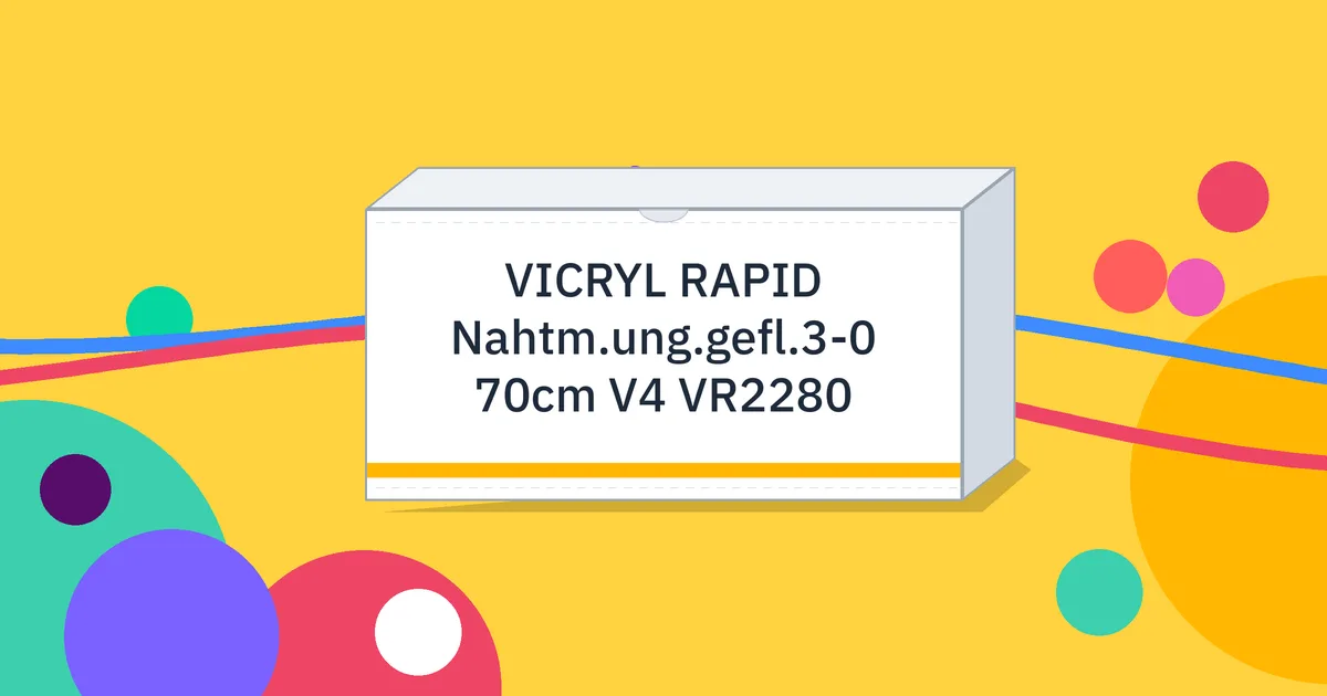 Symbolbild: Packung mit der Aufschrift VICRYL RAPID Nahtm.ung.gefl.3-0 70cm V4 VR2280 (PZN 20918616) – Verfügbarkeit und Bezug in Apotheken in Frankfurt am Main