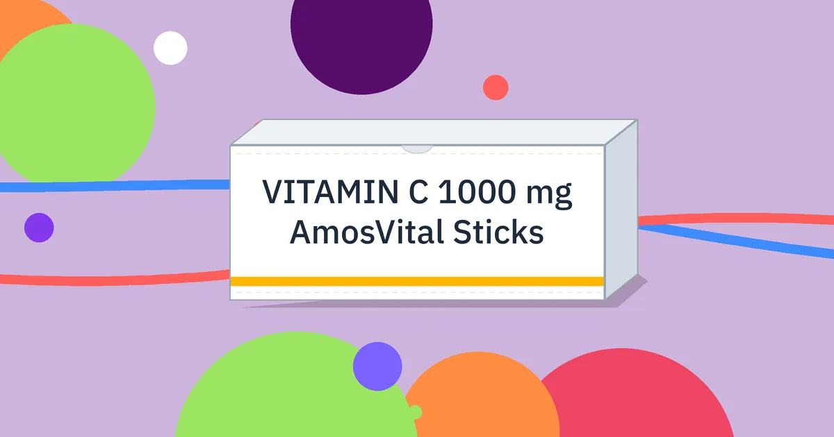 Symbolbild: Packung mit der Aufschrift VITAMIN C 1000 mg AmosVital Sticks (PZN 16627675) – Verfügbarkeit und Bezug in Apotheken in Frankfurt am Main
