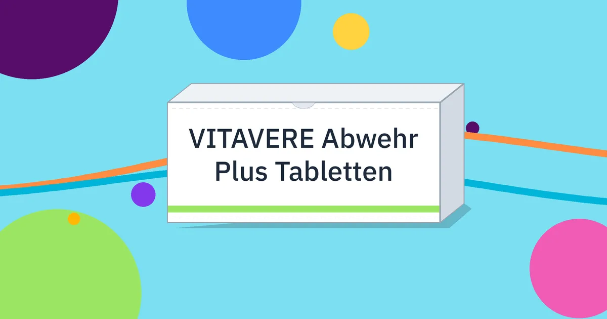 Symbolbild: Packung mit der Aufschrift VITAVERE Abwehr Plus Tabletten (PZN 19782241) – Verfügbarkeit und Bezug in Apotheken in Frankfurt am Main