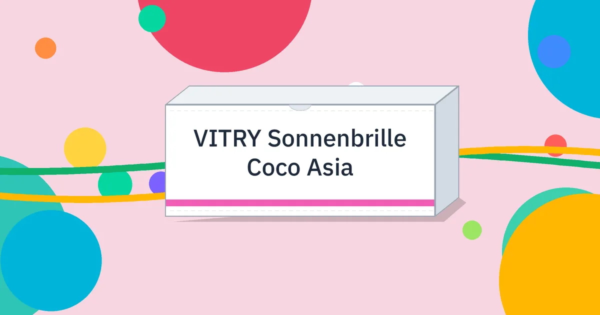 Symbolbild: Packung mit der Aufschrift VITRY Sonnenbrille Coco Asia (PZN 18452702) – Verfügbarkeit und Bezug in Apotheken in Frankfurt am Main