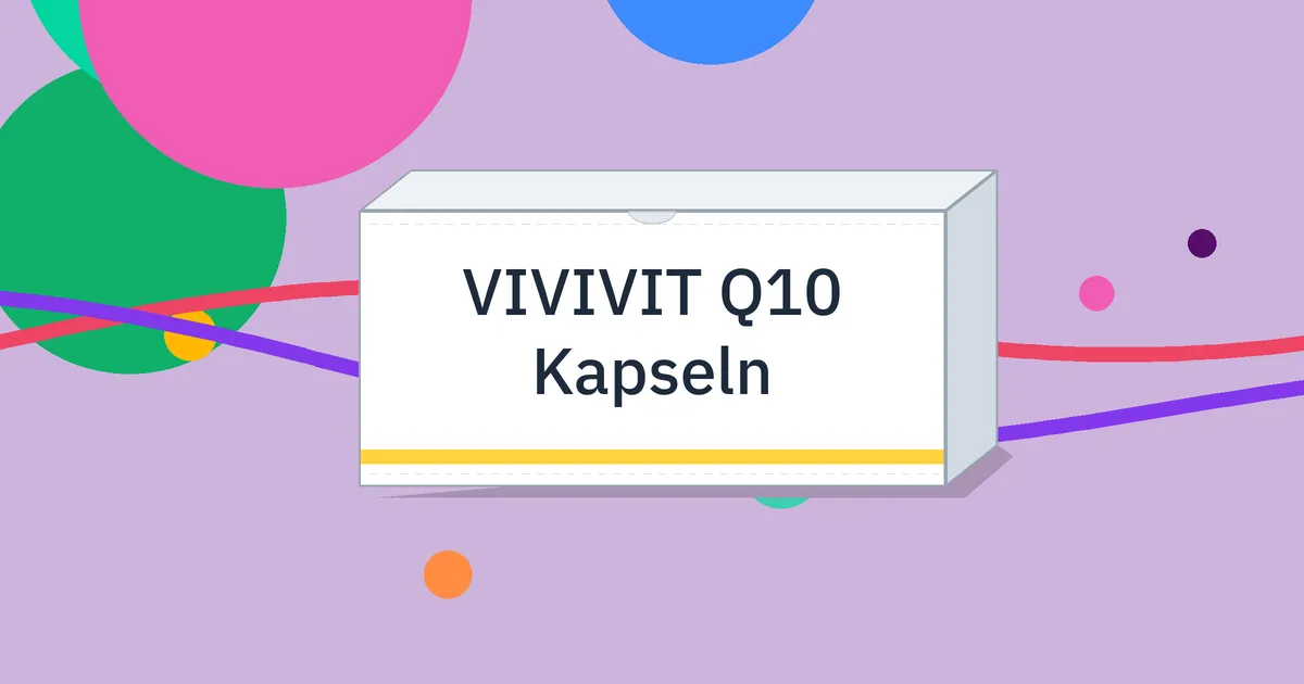 Symbolbild: Packung mit der Aufschrift VIVIVIT Q10 Kapseln (PZN 04689949) – Verfügbarkeit und Bezug in Apotheken in Frankfurt am Main