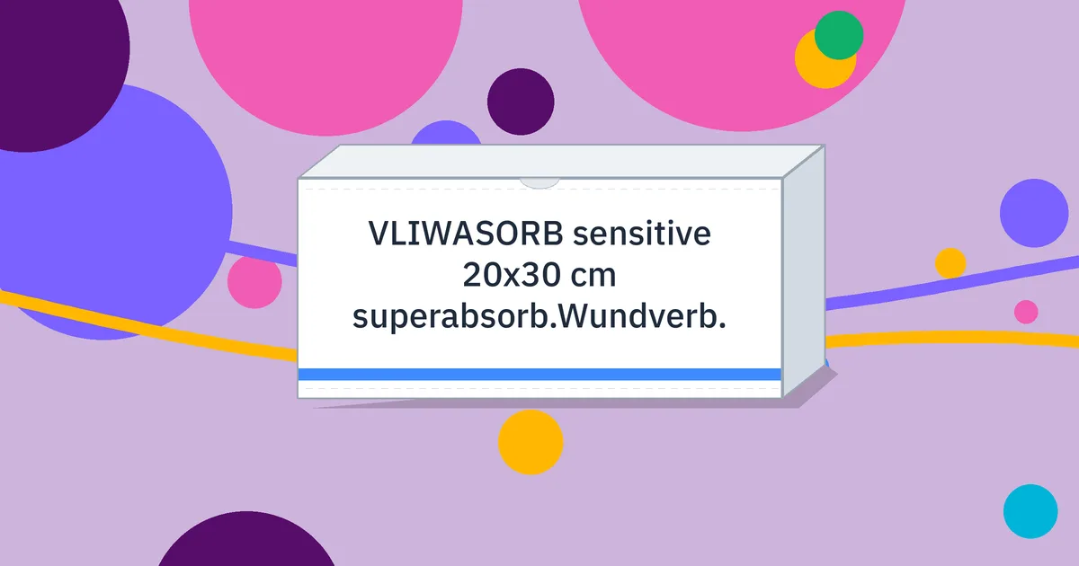 Symbolbild: Packung mit der Aufschrift VLIWASORB sensitive 20x30 cm superabsorb.Wundverb. (PZN 20056296) – Verfügbarkeit und Bezug in Apotheken in Frankfurt am Main