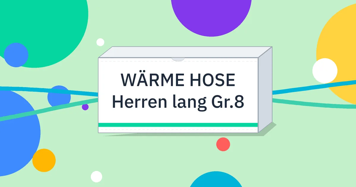 Symbolbild: Packung mit der Aufschrift WÄRME HOSE Herren lang Gr.8 (PZN 02446160) – Verfügbarkeit und Bezug in Apotheken in Frankfurt am Main
