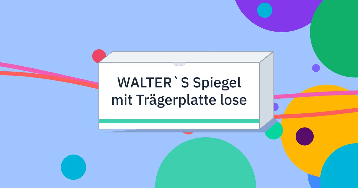 Symbolbild: Packung mit der Aufschrift WALTER`S Spiegel mit Trägerplatte lose (PZN 04120310) – Verfügbarkeit und Bezug in Apotheken in Frankfurt am Main