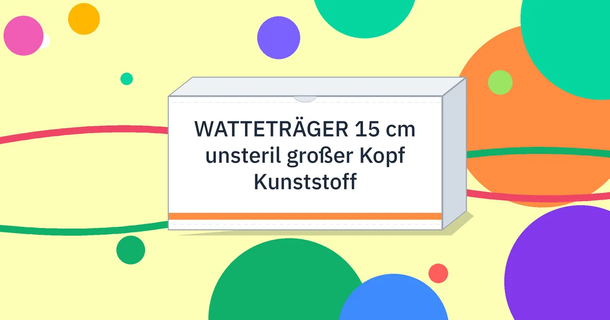 Symbolbild: Packung mit der Aufschrift WATTETRÄGER 15 cm unsteril großer Kopf Kunststoff (PZN 11857494) – Verfügbarkeit und Bezug in Apotheken in Frankfurt am Main