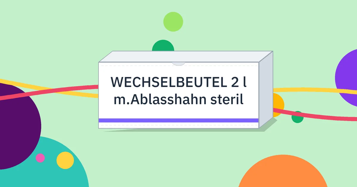 Symbolbild: Packung mit der Aufschrift WECHSELBEUTEL 2 l m.Ablasshahn steril (PZN 20204816) – Verfügbarkeit und Bezug in Apotheken in Frankfurt am Main