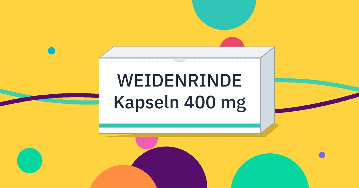 Symbolbild: Packung mit der Aufschrift WEIDENRINDE Kapseln 400 mg (PZN 15566730) – Verfügbarkeit und Bezug in Apotheken in Frankfurt am Main