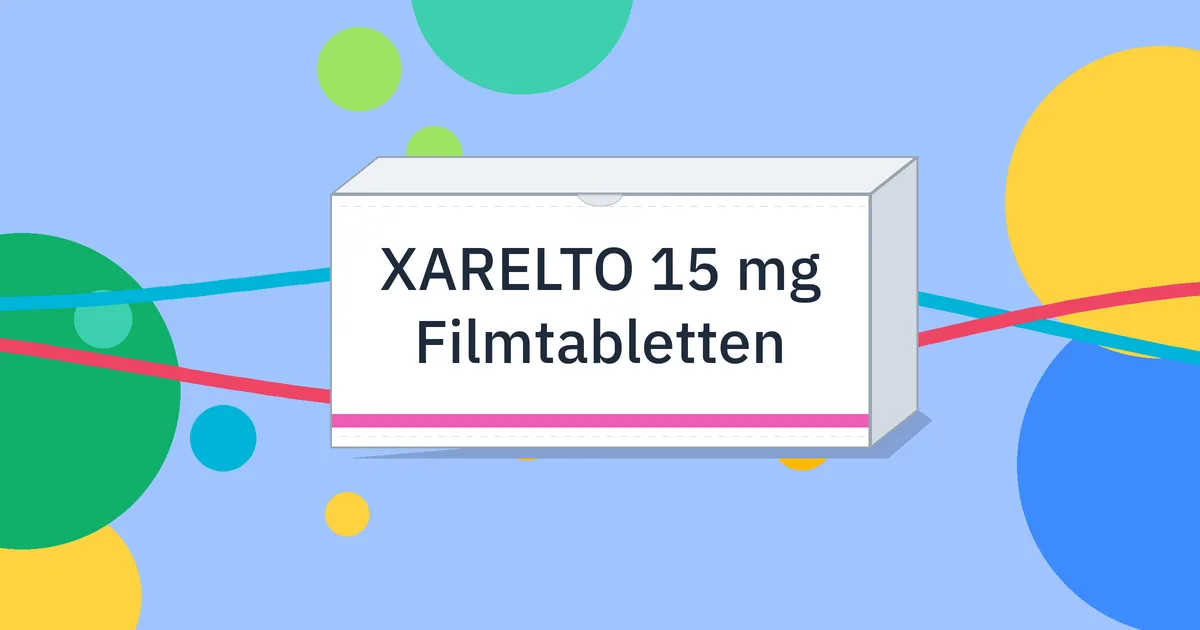 Symbolbild: Packung mit der Aufschrift XARELTO 15 mg Filmtabletten (PZN 15433816) – Verfügbarkeit und Bezug in Apotheken in Frankfurt am Main