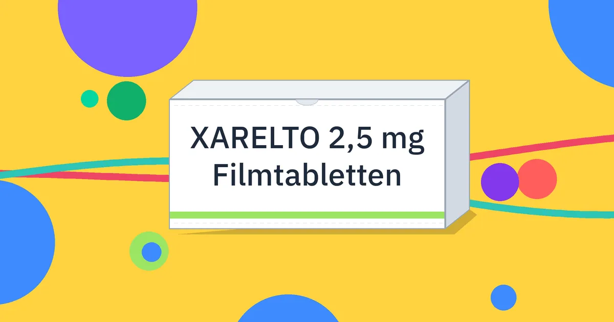Symbolbild: Packung mit der Aufschrift XARELTO 2,5 mg Filmtabletten (PZN 16913932) – Verfügbarkeit und Bezug in Apotheken in Frankfurt am Main