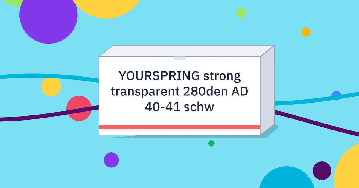Symbolbild: Packung mit der Aufschrift YOURSPRING strong transparent 280den AD 40-41 schw (PZN 18058371) – Verfügbarkeit und Bezug in Apotheken in Frankfurt am Main