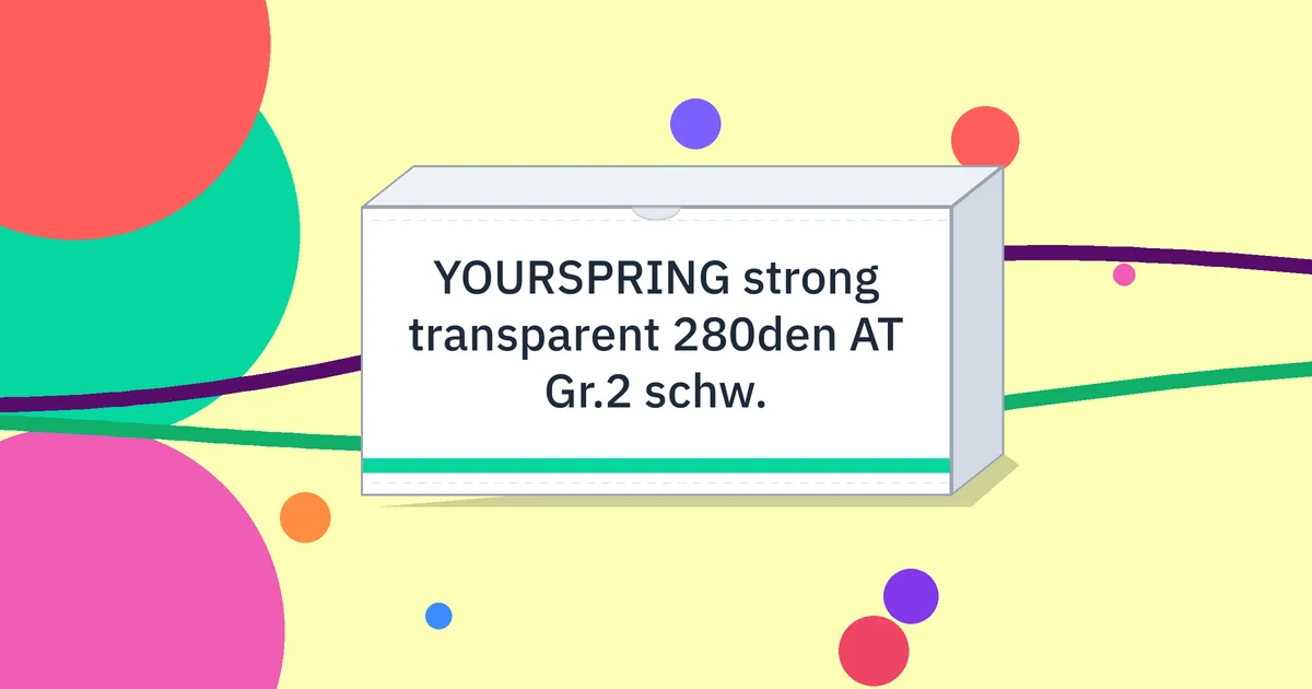 Symbolbild: Packung mit der Aufschrift YOURSPRING strong transparent 280den AT Gr.2 schw. (PZN 18058164) – Verfügbarkeit und Bezug in Apotheken in Frankfurt am Main