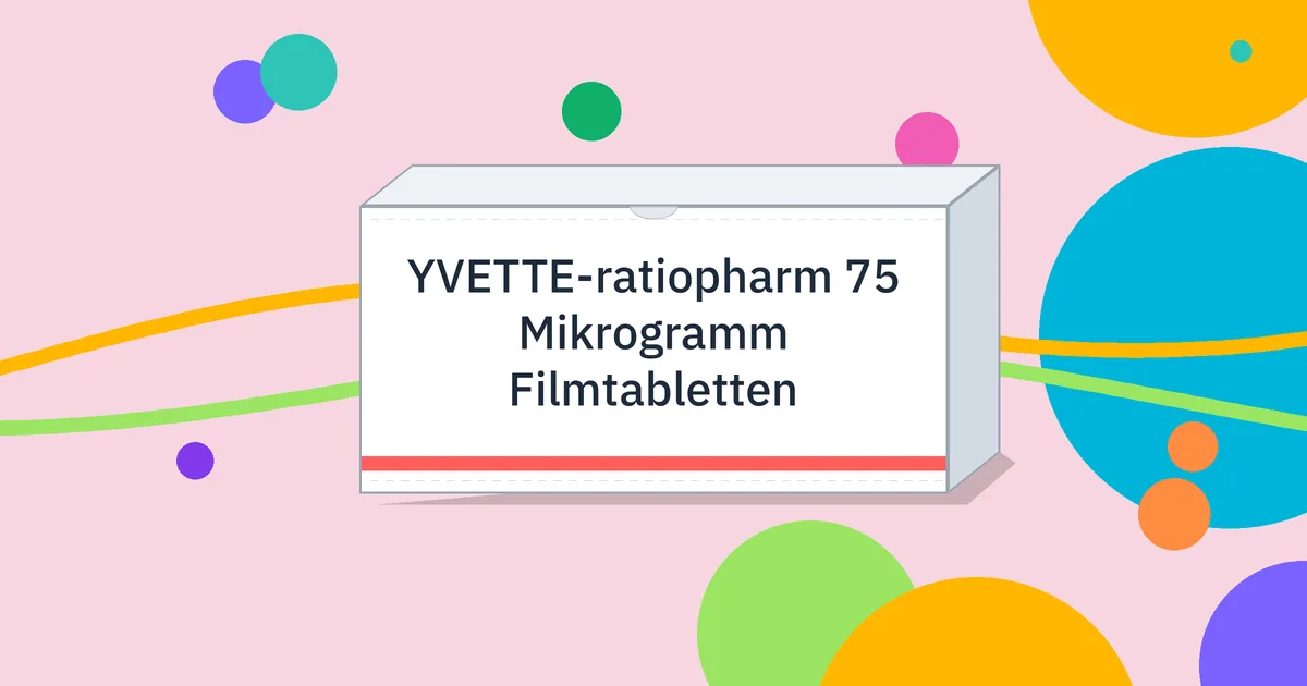 Symbolbild: Packung mit der Aufschrift YVETTE-ratiopharm 75 Mikrogramm Filmtabletten (PZN 09326097) – Verfügbarkeit und Bezug in Apotheken in Frankfurt am Main