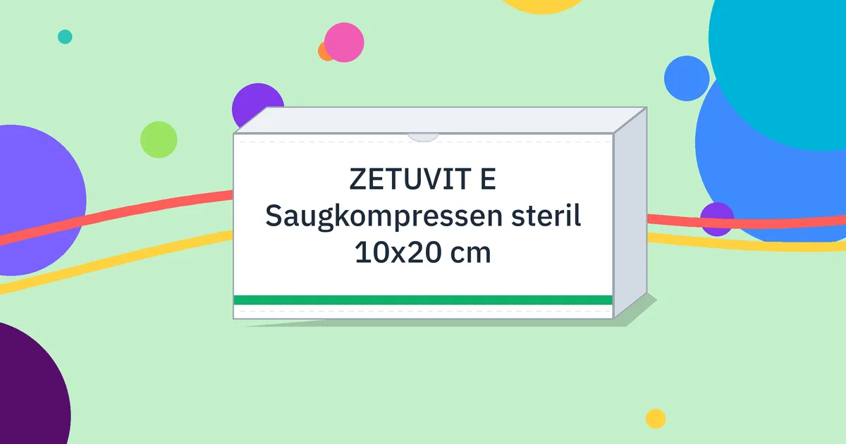 Symbolbild: Packung mit der Aufschrift ZETUVIT E Saugkompressen steril 10x20 cm (PZN 18203577) – Verfügbarkeit und Bezug in Apotheken in Frankfurt am Main