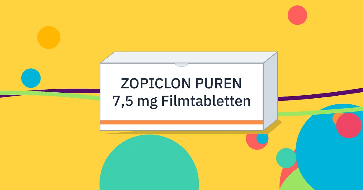 Symbolbild: Packung mit der Aufschrift ZOPICLON PUREN 7,5 mg Filmtabletten (PZN 15237222) – Verfügbarkeit und Bezug in Apotheken in Frankfurt am Main