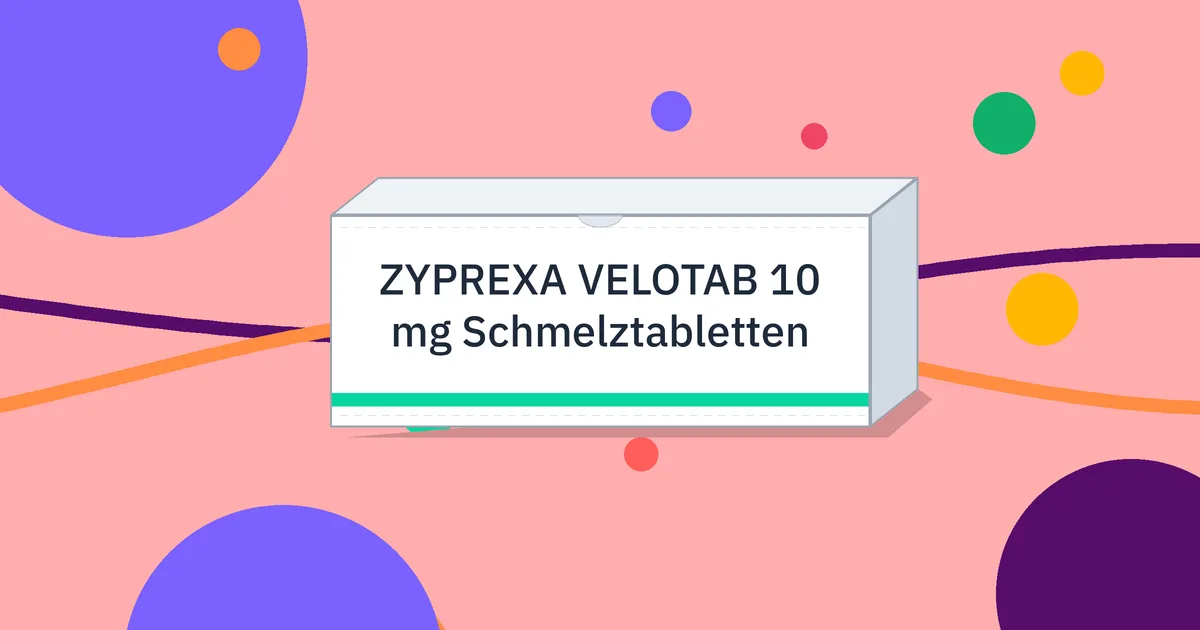 Symbolbild: Packung mit der Aufschrift ZYPREXA VELOTAB 10 mg Schmelztabletten (PZN 03864132) – Verfügbarkeit und Bezug in Apotheken in Frankfurt am Main
