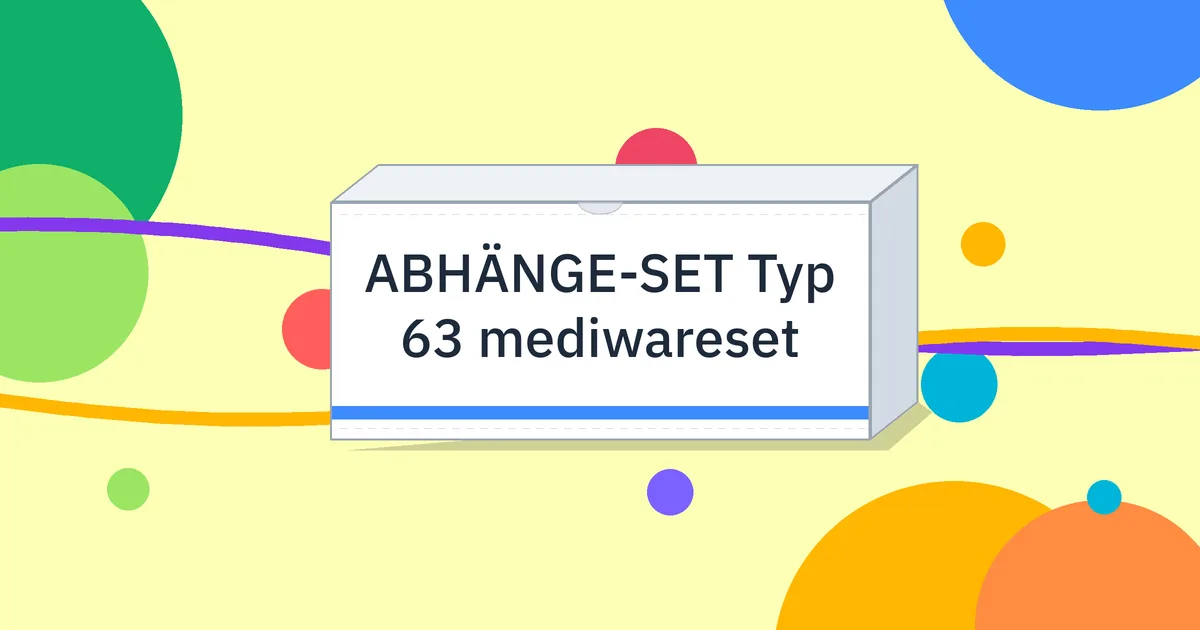 Symbolbild: Packung mit der Aufschrift ABHÄNGE-SET Typ 63 mediwareset (PZN 19548717) – Verfügbarkeit und Bezug in Apotheken in Frankfurt am Main