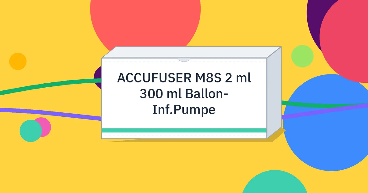 Symbolbild: Packung mit der Aufschrift ACCUFUSER M8S 2 ml 300 ml Ballon-Inf.Pumpe (PZN 18325234) – Verfügbarkeit und Bezug in Apotheken in Frankfurt am Main