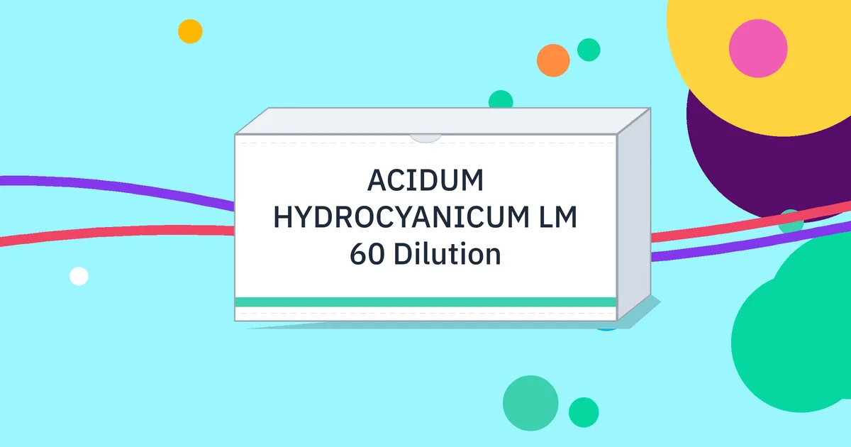 Symbolbild: Packung mit der Aufschrift ACIDUM HYDROCYANICUM LM 60 Dilution (PZN 13278814) – Verfügbarkeit und Bezug in Apotheken in Frankfurt am Main