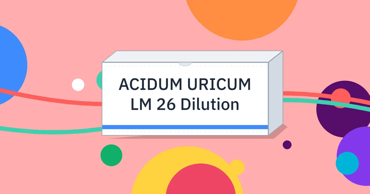 Symbolbild: Packung mit der Aufschrift ACIDUM URICUM LM 26 Dilution (PZN 13289002) – Verfügbarkeit und Bezug in Apotheken in Frankfurt am Main
