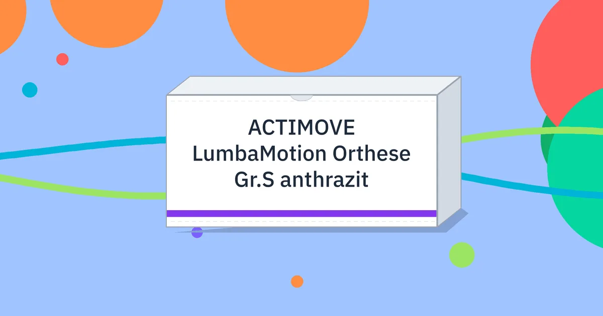 Symbolbild: Packung mit der Aufschrift ACTIMOVE LumbaMotion Orthese Gr.S anthrazit (PZN 17948134) – Verfügbarkeit und Bezug in Apotheken in Frankfurt am Main