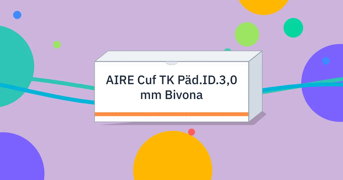 Symbolbild: Packung mit der Aufschrift AIRE Cuf TK Päd.ID.3,0 mm Bivona (PZN 02257789) – Verfügbarkeit und Bezug in Apotheken in Frankfurt am Main