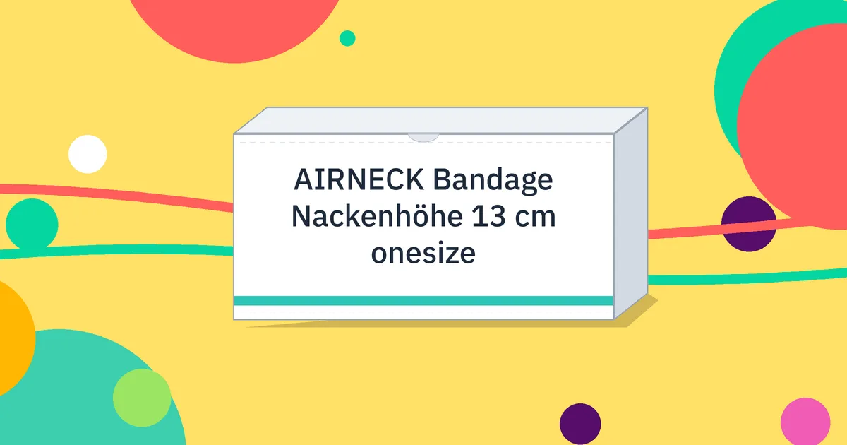 Symbolbild: Packung mit der Aufschrift AIRNECK Bandage Nackenhöhe 13 cm onesize (PZN 06118659) – Verfügbarkeit und Bezug in Apotheken in Frankfurt am Main
