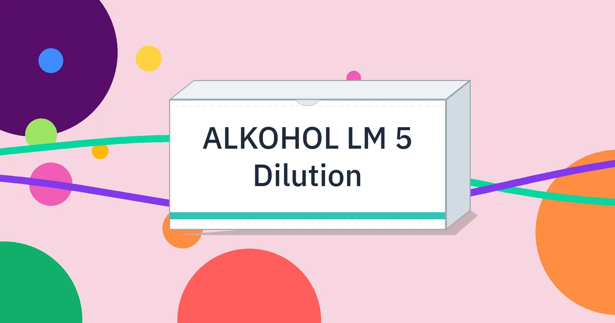 Symbolbild: Packung mit der Aufschrift ALKOHOL LM 5 Dilution (PZN 13310989) – Verfügbarkeit und Bezug in Apotheken in Frankfurt am Main