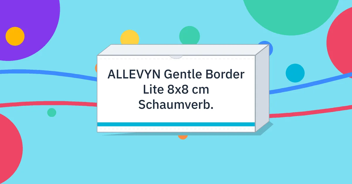Symbolbild: Packung mit der Aufschrift ALLEVYN Gentle Border Lite 8x8 cm Schaumverb. (PZN 19698003) – Verfügbarkeit und Bezug in Apotheken in Frankfurt am Main