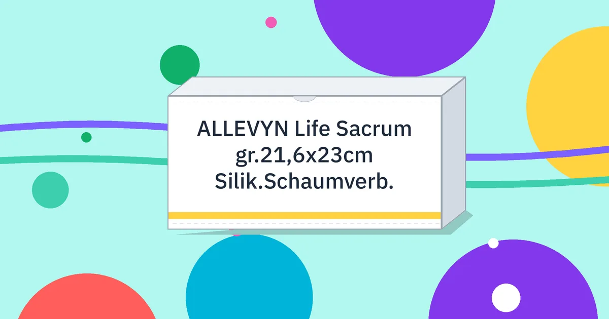 Symbolbild: Packung mit der Aufschrift ALLEVYN Life Sacrum gr.21,6x23cm Silik.Schaumverb. (PZN 11605516) – Verfügbarkeit und Bezug in Apotheken in Frankfurt am Main