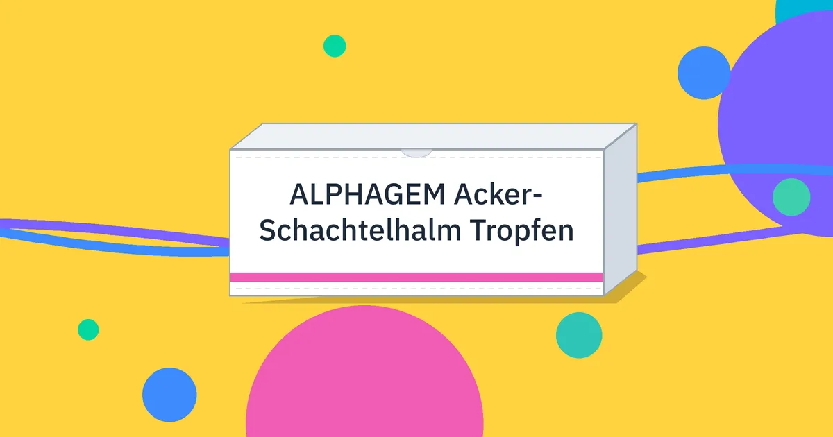 Symbolbild: Packung mit der Aufschrift ALPHAGEM Acker-Schachtelhalm Tropfen (PZN 20297812) – Verfügbarkeit und Bezug in Apotheken in Frankfurt am Main