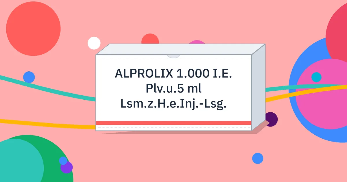 Symbolbild: Packung mit der Aufschrift ALPROLIX 1.000 I.E. Plv.u.5 ml Lsm.z.H.e.Inj.-Lsg. (PZN 16885957) – Verfügbarkeit und Bezug in Apotheken in Frankfurt am Main