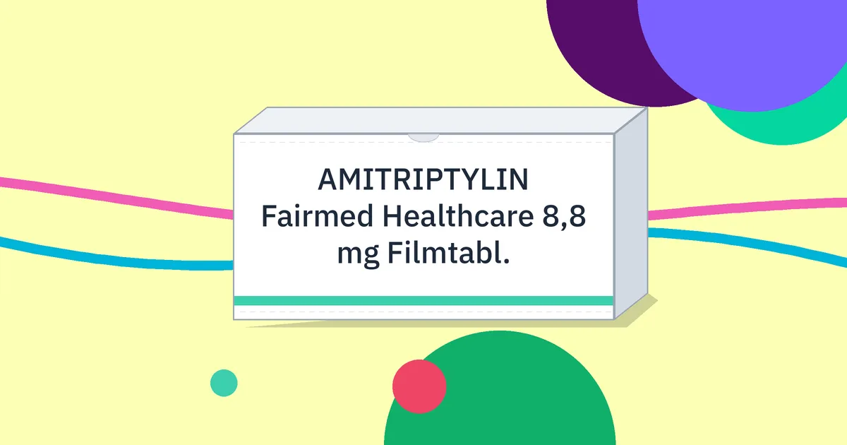 Symbolbild: Packung mit der Aufschrift AMITRIPTYLIN Fairmed Healthcare 8,8 mg Filmtabl. (PZN 16564532) – Verfügbarkeit und Bezug in Apotheken in Frankfurt am Main