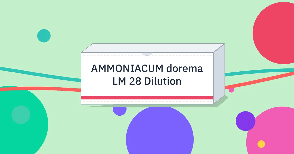 Symbolbild: Packung mit der Aufschrift AMMONIACUM dorema LM 28 Dilution (PZN 13319186) – Verfügbarkeit und Bezug in Apotheken in Frankfurt am Main