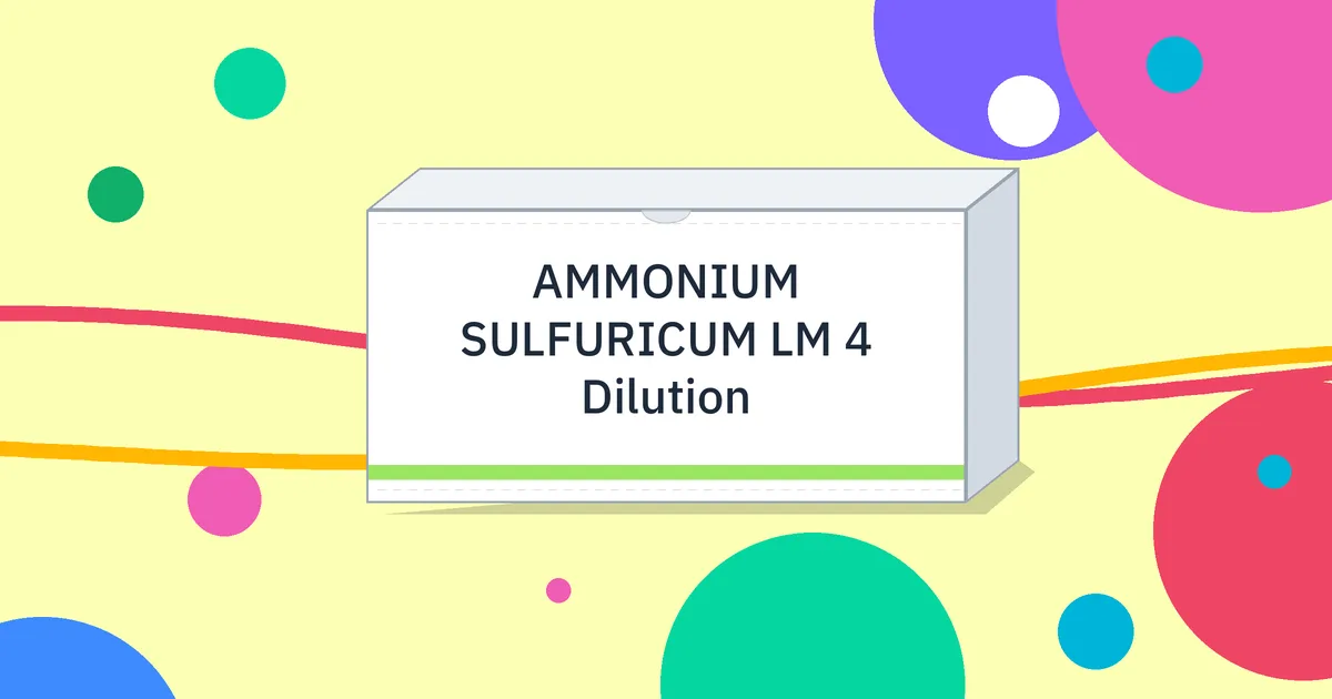 Symbolbild: Packung mit der Aufschrift AMMONIUM SULFURICUM LM 4 Dilution (PZN 13323093) – Verfügbarkeit und Bezug in Apotheken in Frankfurt am Main
