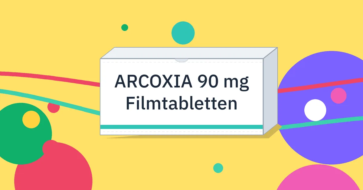 Symbolbild: Packung mit der Aufschrift ARCOXIA 90 mg Filmtabletten (PZN 05731435) – Verfügbarkeit und Bezug in Apotheken in Frankfurt am Main
