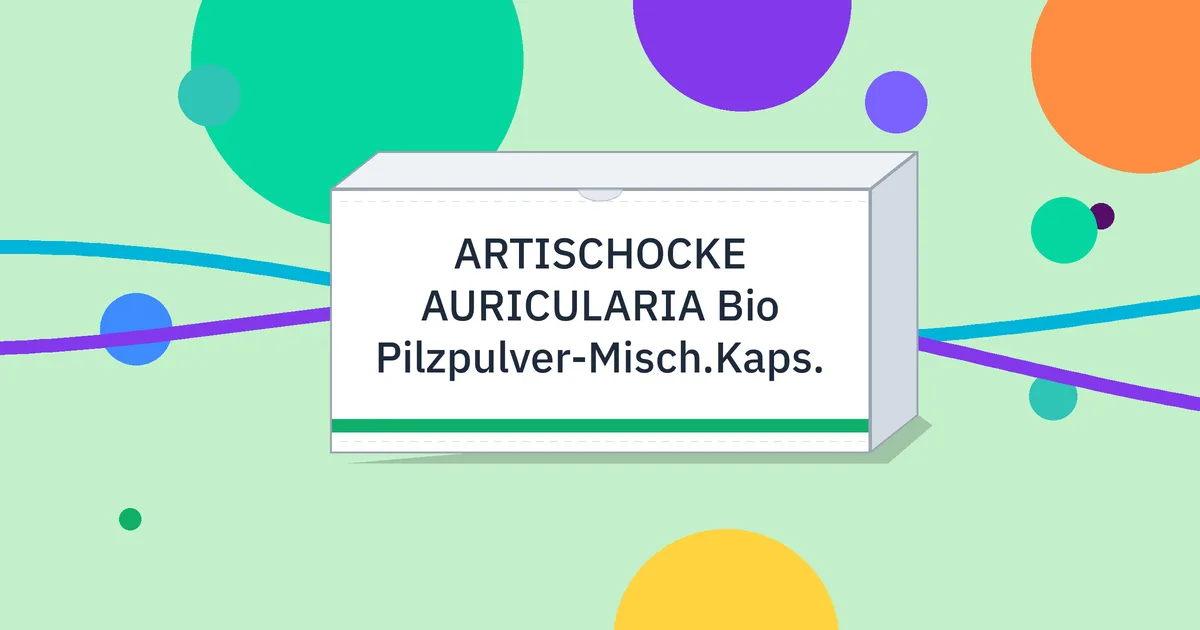 Symbolbild: Packung mit der Aufschrift ARTISCHOCKE AURICULARIA Bio Pilzpulver-Misch.Kaps. (PZN 19710603) – Verfügbarkeit und Bezug in Apotheken in Frankfurt am Main