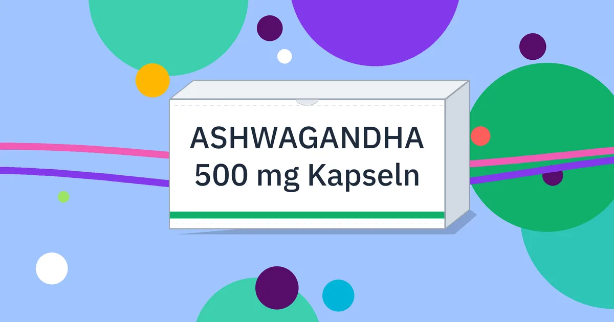 Symbolbild: Packung mit der Aufschrift ASHWAGANDHA 500 mg Kapseln (PZN 19841920) – Verfügbarkeit und Bezug in Apotheken in Frankfurt am Main