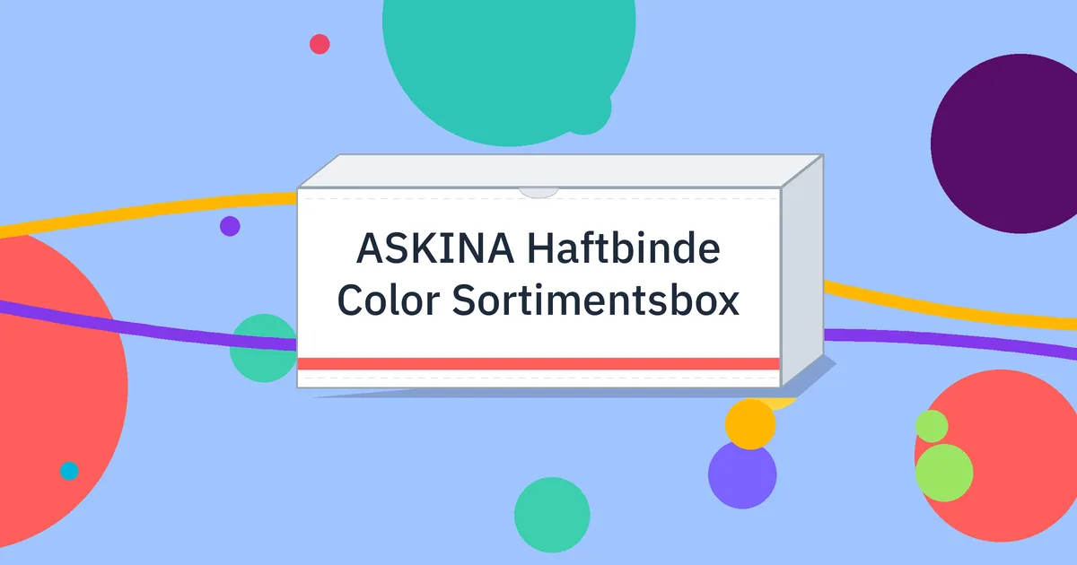 Symbolbild: Packung mit der Aufschrift ASKINA Haftbinde Color Sortimentsbox (PZN 00882081) – Verfügbarkeit und Bezug in Apotheken in Frankfurt am Main