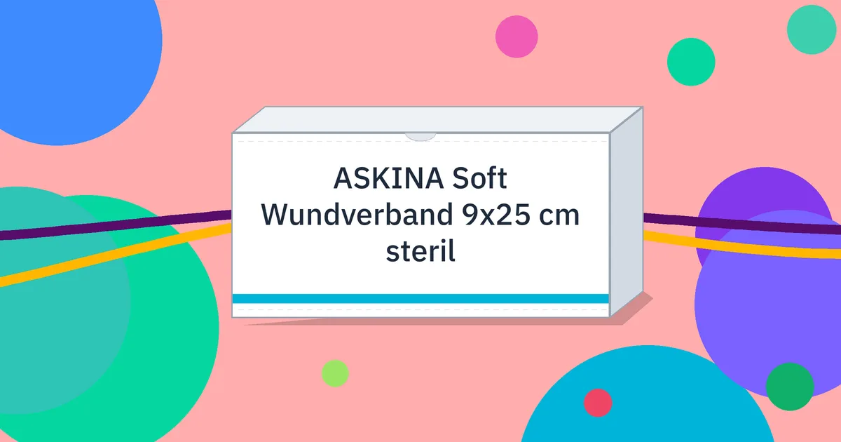 Symbolbild: Packung mit der Aufschrift ASKINA Soft Wundverband 9x25 cm steril (PZN 09083306) – Verfügbarkeit und Bezug in Apotheken in Frankfurt am Main