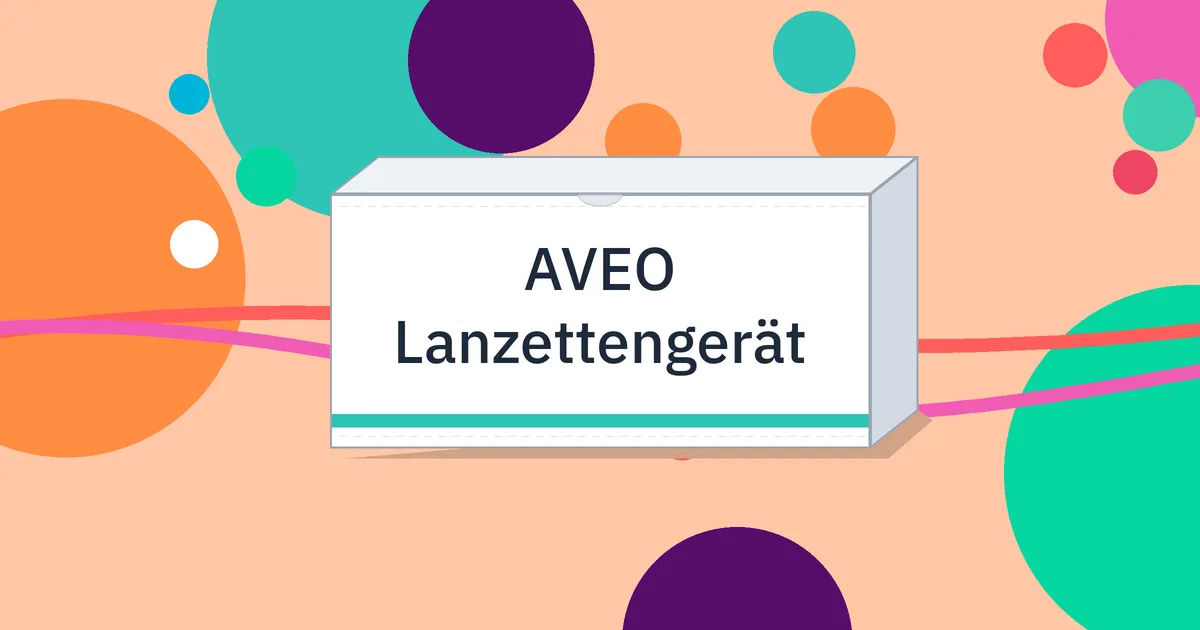 Symbolbild: Packung mit der Aufschrift AVEO Lanzettengerät (PZN 17902385) – Verfügbarkeit und Bezug in Apotheken in Frankfurt am Main
