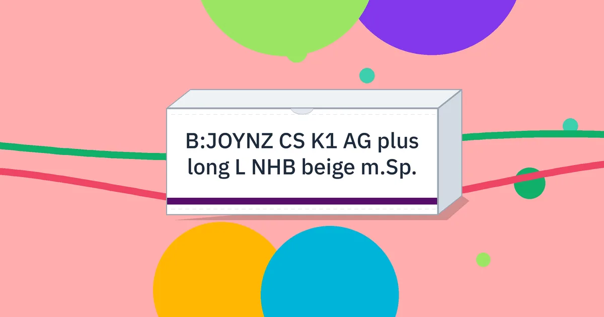 Symbolbild: Packung mit der Aufschrift B:JOYNZ CS K1 AG plus long L NHB beige m.Sp. (PZN 20530697) – Verfügbarkeit und Bezug in Apotheken in Frankfurt am Main