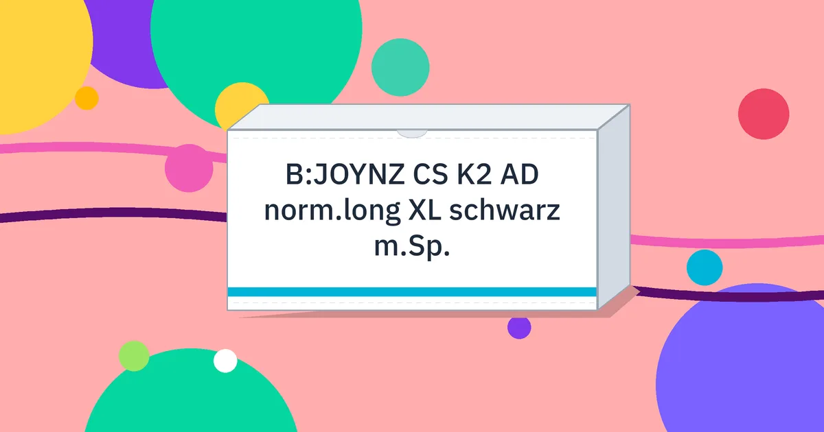 Symbolbild: Packung mit der Aufschrift B:JOYNZ CS K2 AD norm.long XL schwarz m.Sp. (PZN 20528594) – Verfügbarkeit und Bezug in Apotheken in Frankfurt am Main