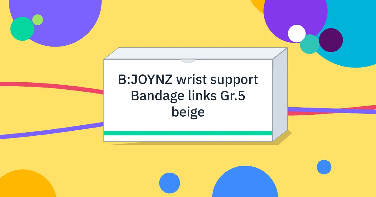 Symbolbild: Packung mit der Aufschrift B:JOYNZ wrist support Bandage links Gr.5 beige (PZN 20522611) – Verfügbarkeit und Bezug in Apotheken in Frankfurt am Main