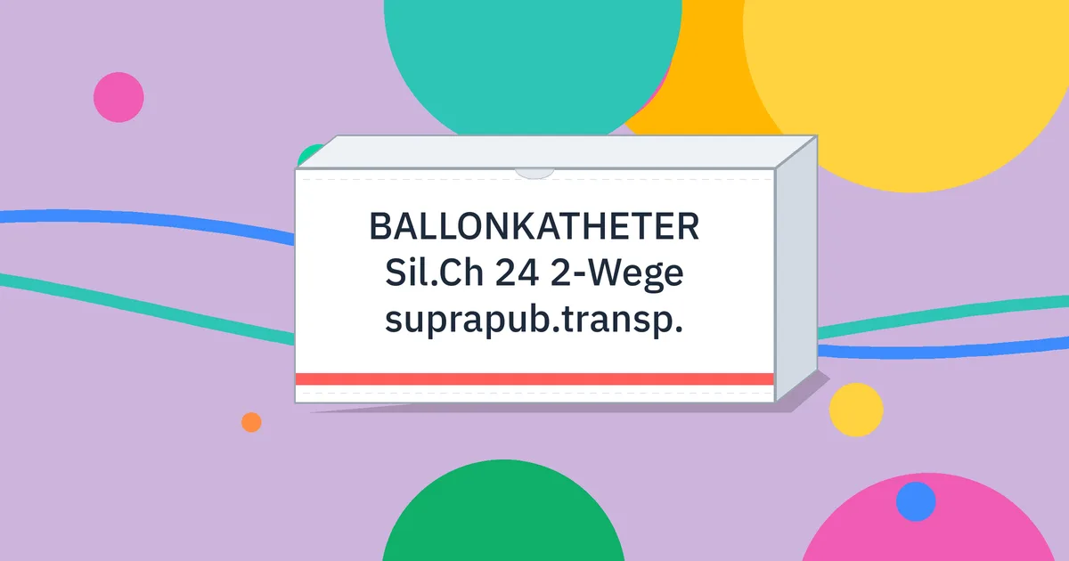 Symbolbild: Packung mit der Aufschrift BALLONKATHETER Sil.Ch 24 2-Wege suprapub.transp. (PZN 14350643) – Verfügbarkeit und Bezug in Apotheken in Frankfurt am Main